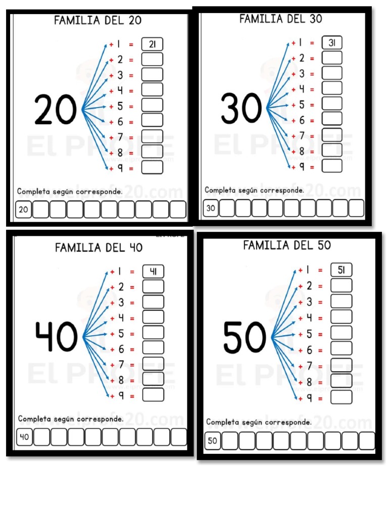 Números, Familias de Números 20, 30... | PDF