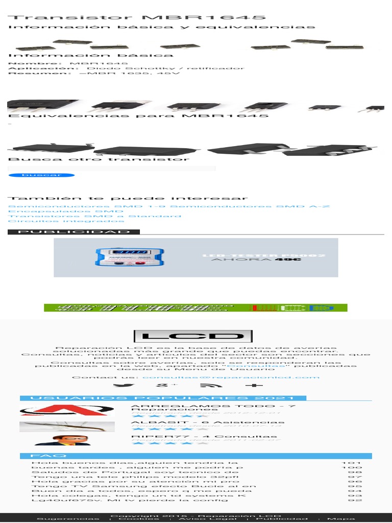 Transistor MBR1645 - Diodo Schottky Retificador | PDF