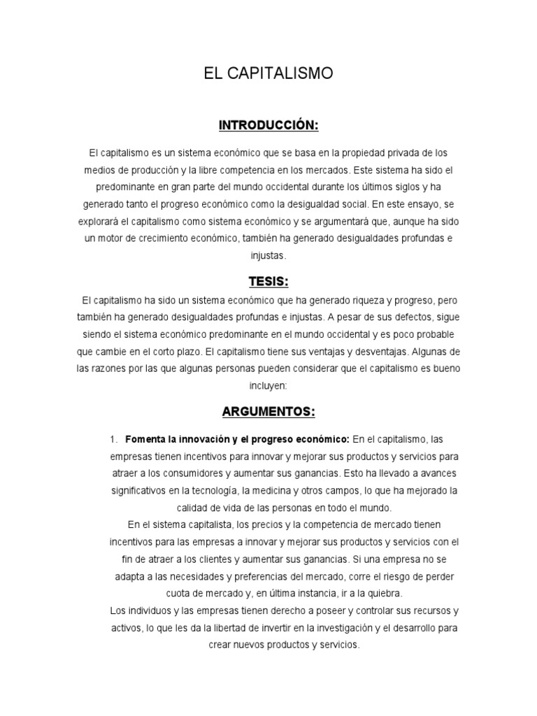 El Capitalismo: Introducción | PDF | Capitalismo | Mercado (economía)