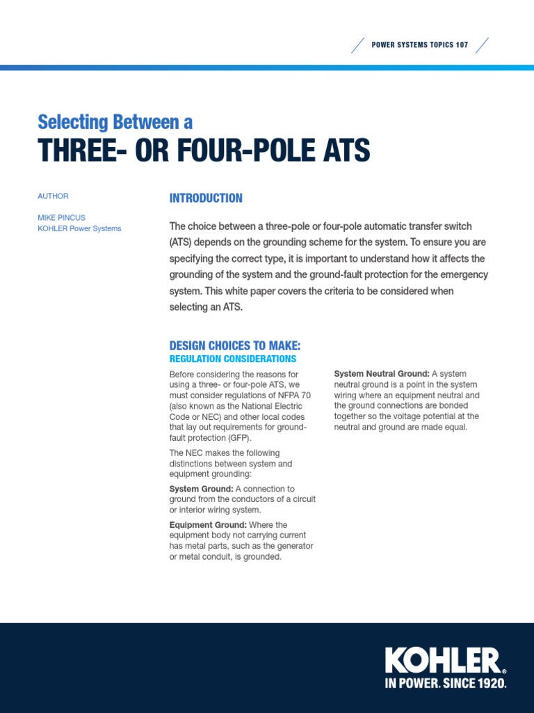 3 Pole ATS White Paper | Download Free PDF | Electrical Wiring ...