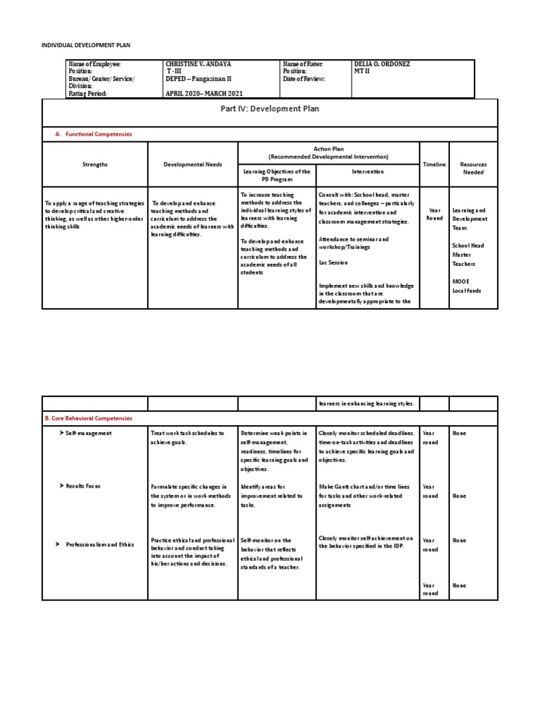 Individual-Development-Plan-Template-1 | PDF | Learning Styles | Learning