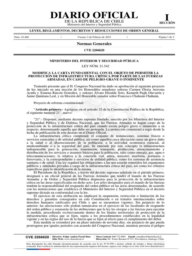 Ley 21.542 | PDF | Gobierno | Chile