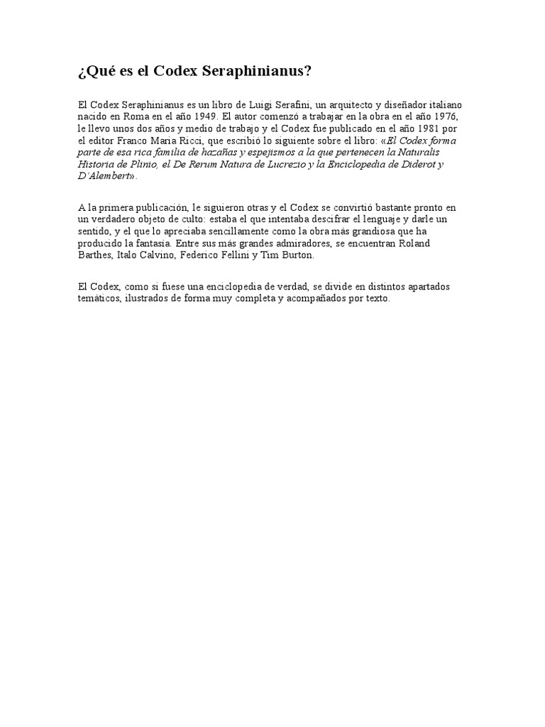 Qué Es El Codex Seraphinianus | PDF | Historia