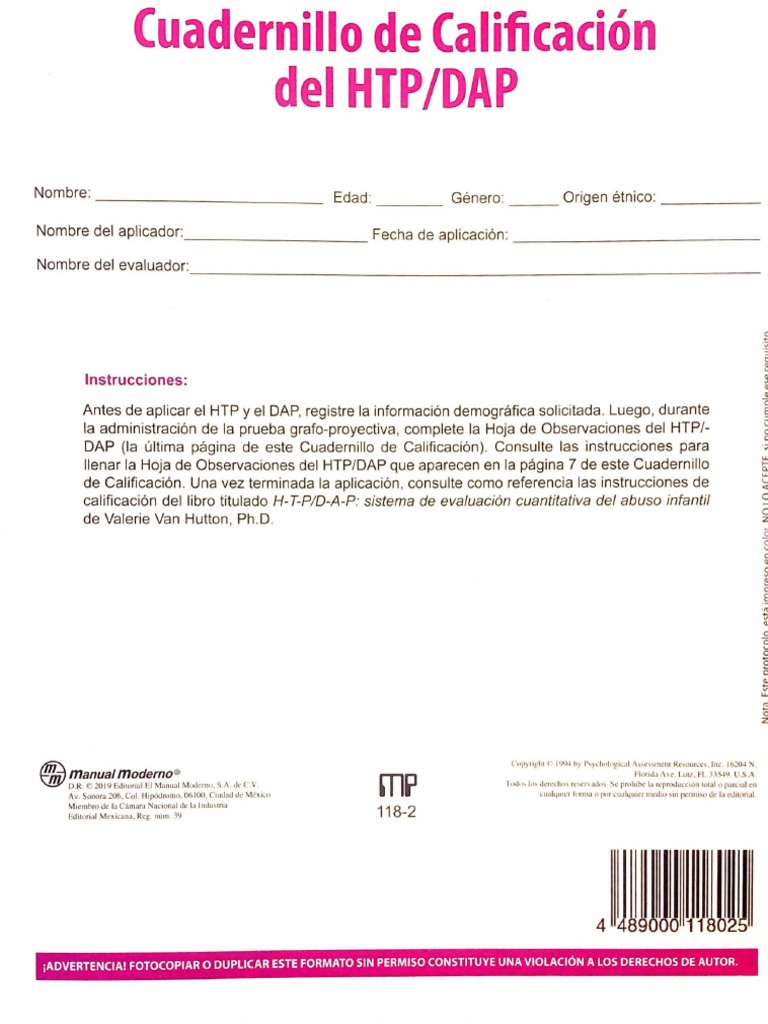 Cuadernillo HTP DAP | PDF