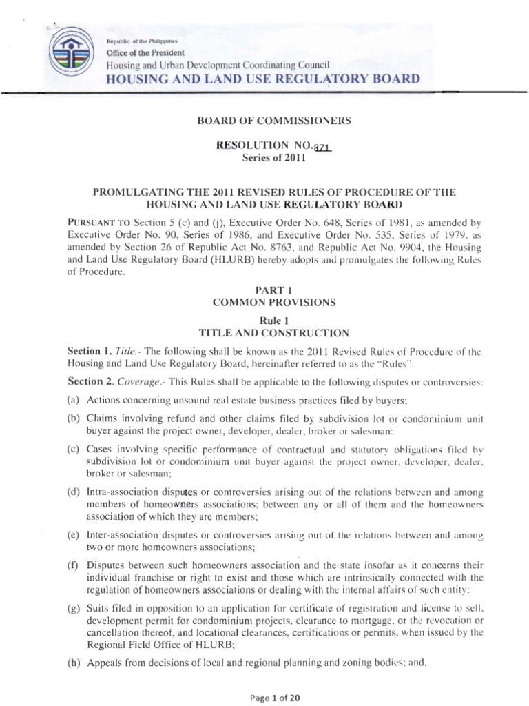 2011 - Hlurb - Rules of Procedures | PDF | Service Of Process | Mediation