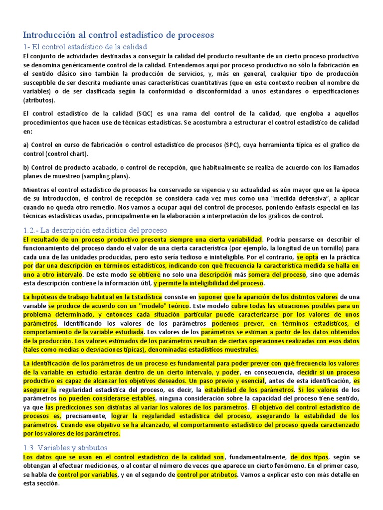 Control Estadístico de Procesos SPC | PDF