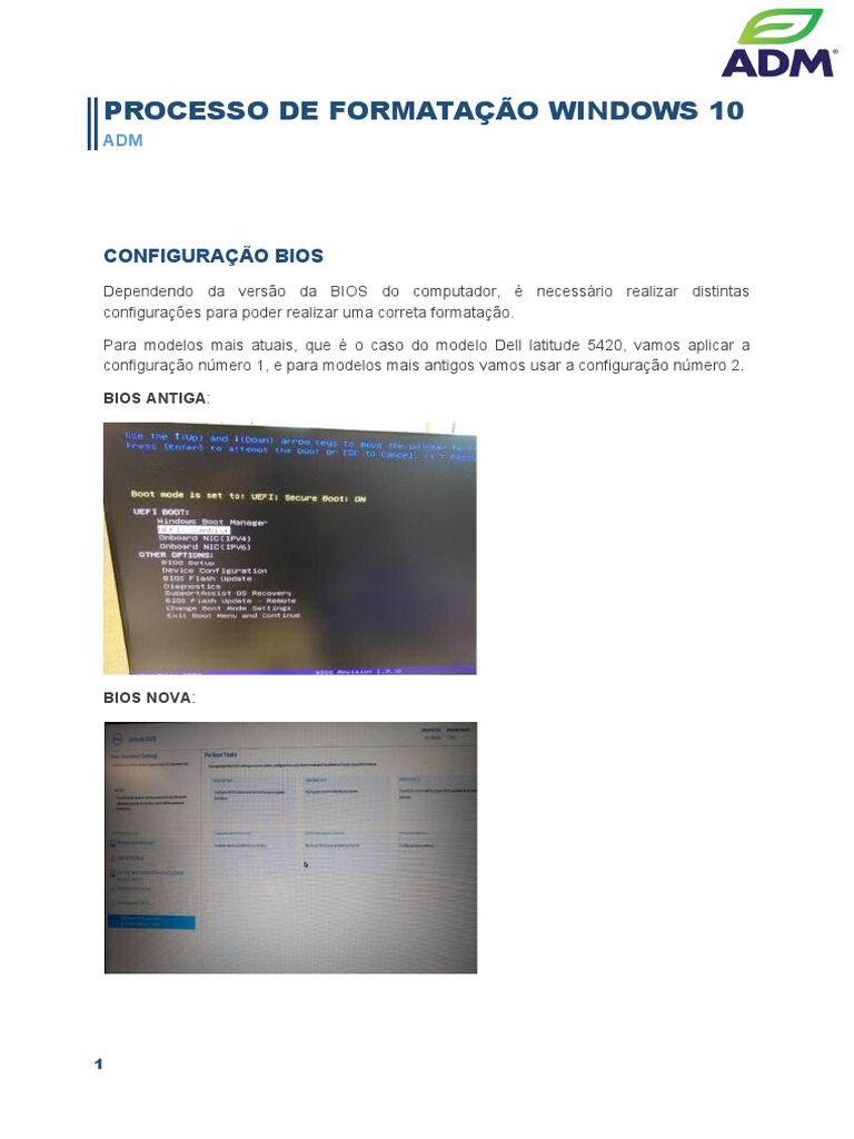 Processo de formatação WIndows 10 | PDF | BIOS | Microsoft Windows