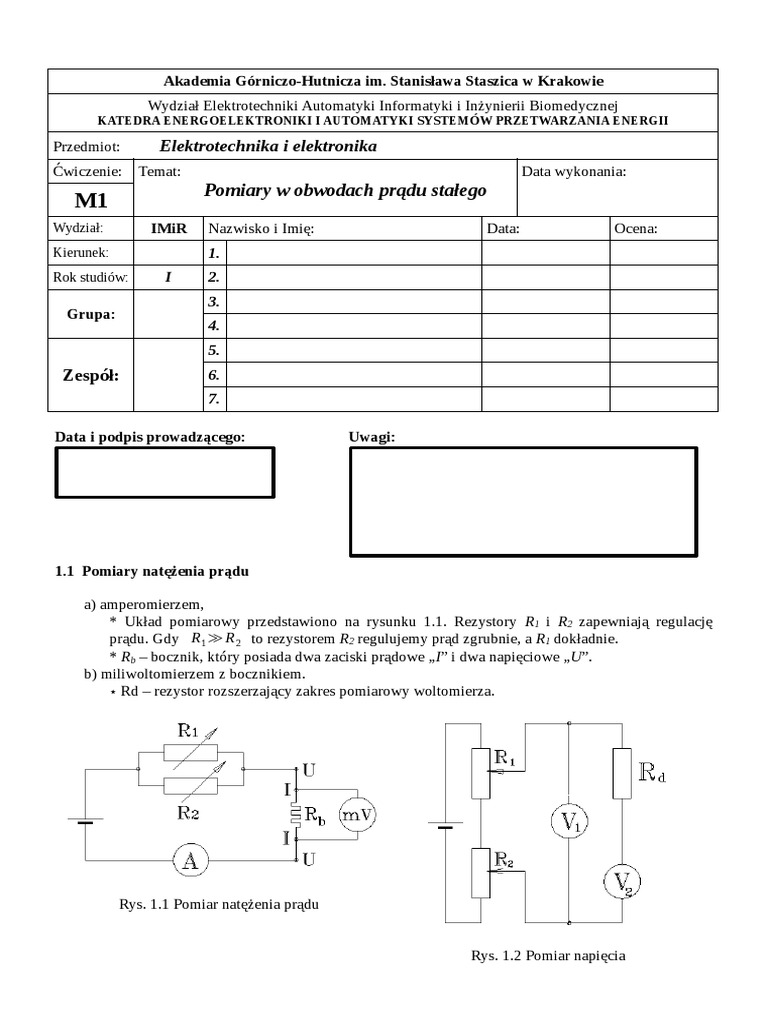 IMiR Instrukcja M1 | PDF