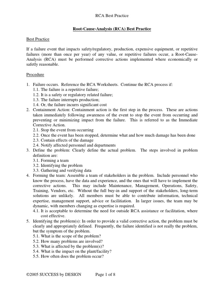 Root-Cause-Analysis (RCA) Best Practice | PDF