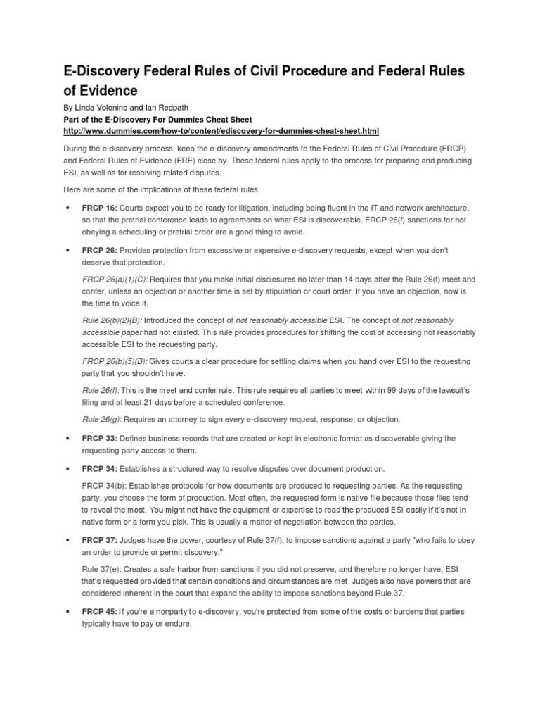 New Rules of Civil Procedure and Evidence Cheat Sheet For Dummies | PDF ...