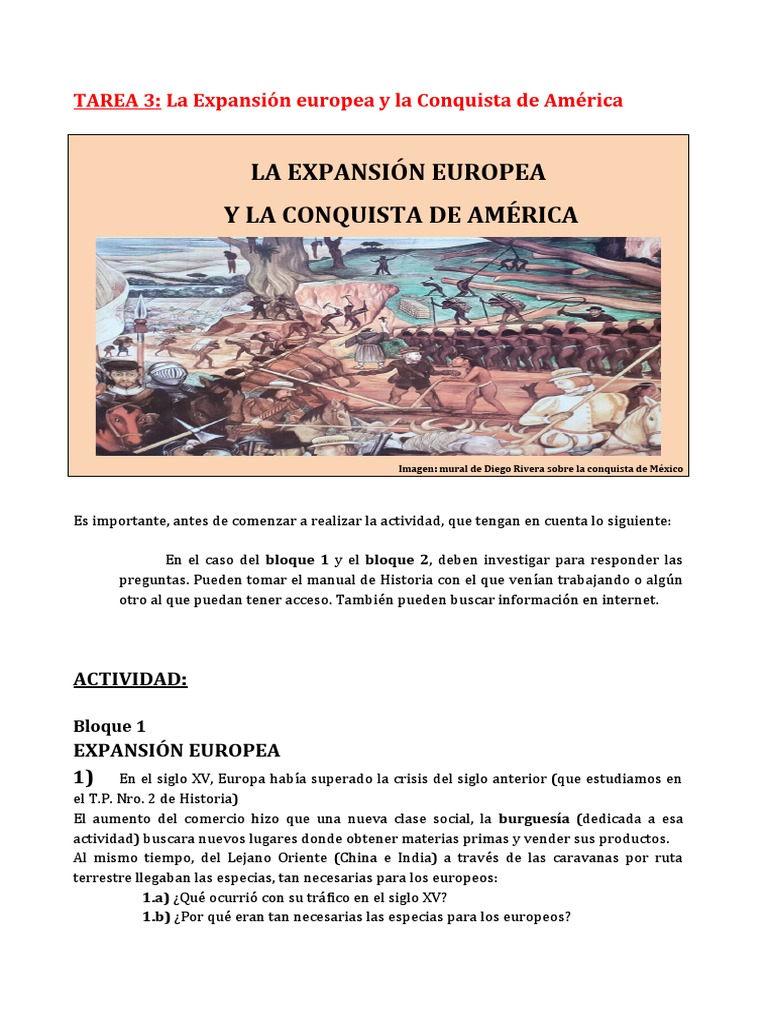 TAREA 3 Expansion Europea Economia Mundo Conquista de America | PDF ...