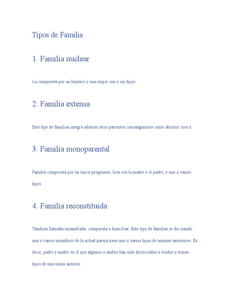 Tipos de Familia | PDF