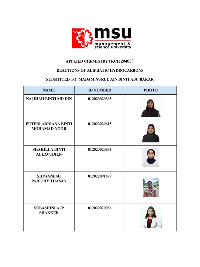 APPLIED CHEMISTRY LAB REPORT 3 (2) | PDF | Alkene | Hydrocarbons