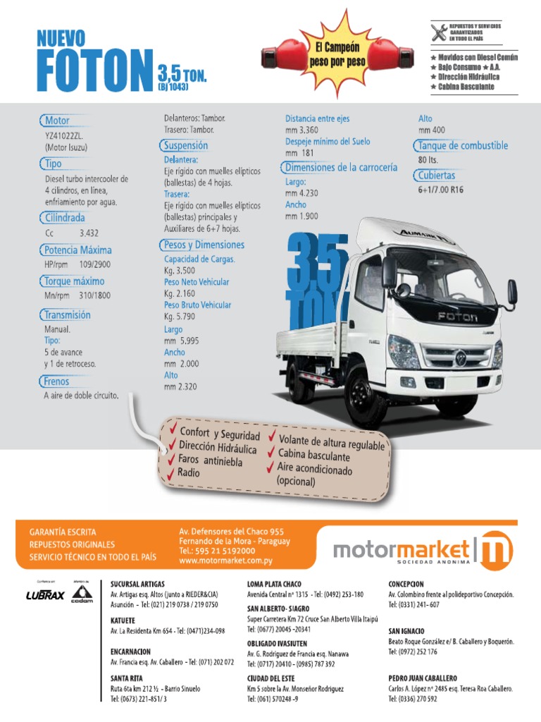 Ficha Foton 3.5 Ton | PDF