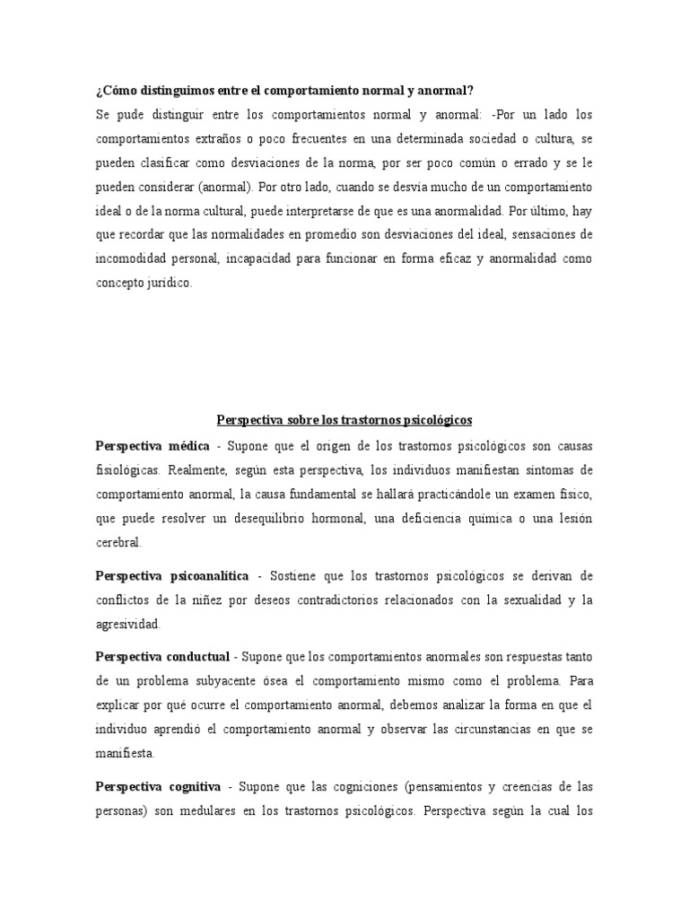 Cómo Distinguimos Entre El Comportamiento Normal y Anormal | PDF ...