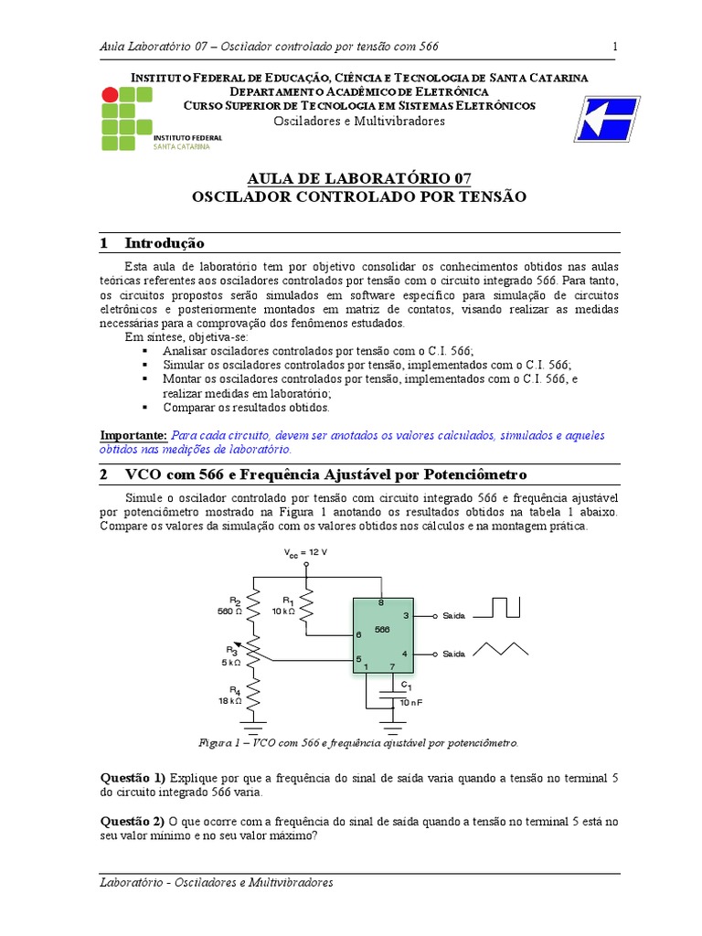 Lab de Oscilador Vco | PDF | Rede elétrica | Eletrônicos