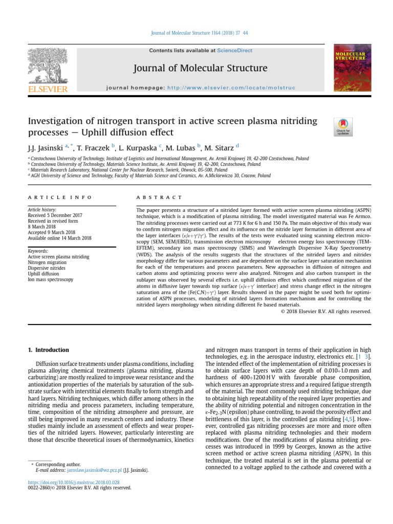 Jasinski 2018 | Download Free PDF | Sputtering | Diffusion