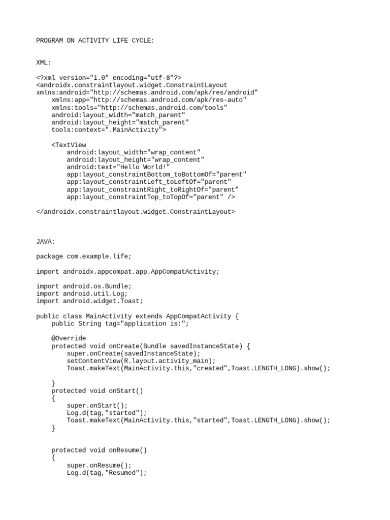 Activity Life Cycle Pdf Android Operating System Operating System Families