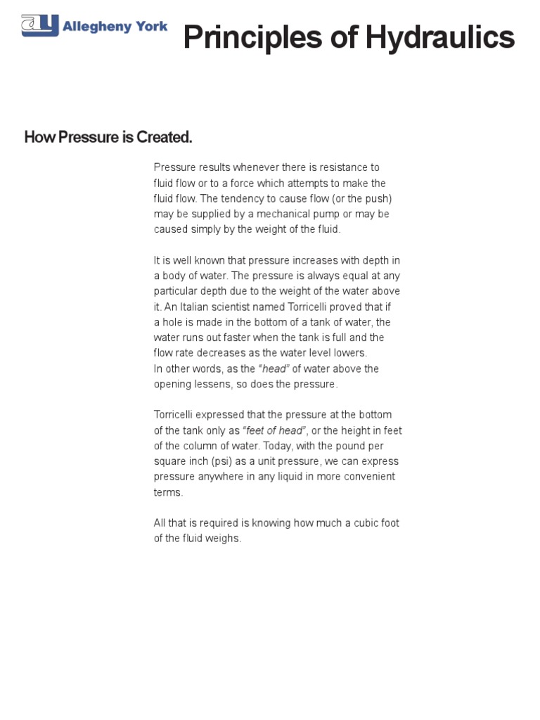 Principles of Hydraulics | Download Free PDF | Pressure | Flow Measurement
