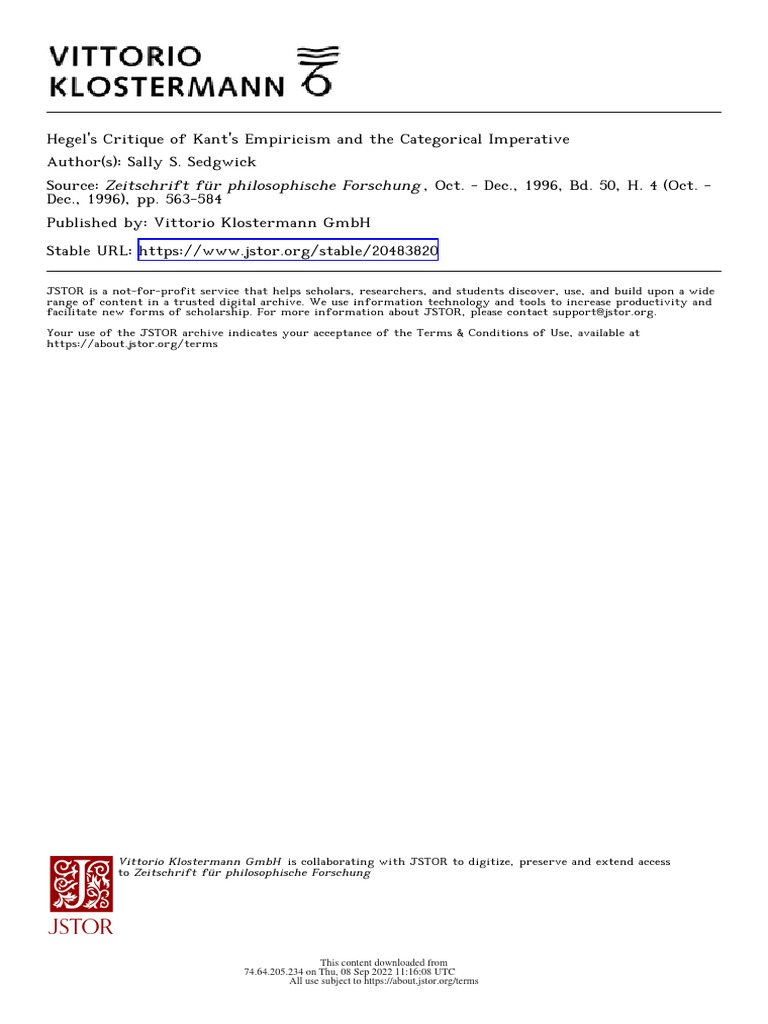 Hegels Critique of Categorical Imperative | PDF | Immanuel Kant | Georg Wilhelm Friedrich Hegel