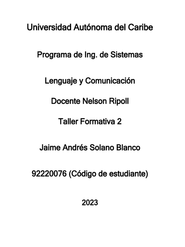 Formativa #2 Lenguaje y Comunicacion JAIME SOLANO | PDF | Cuentos ...