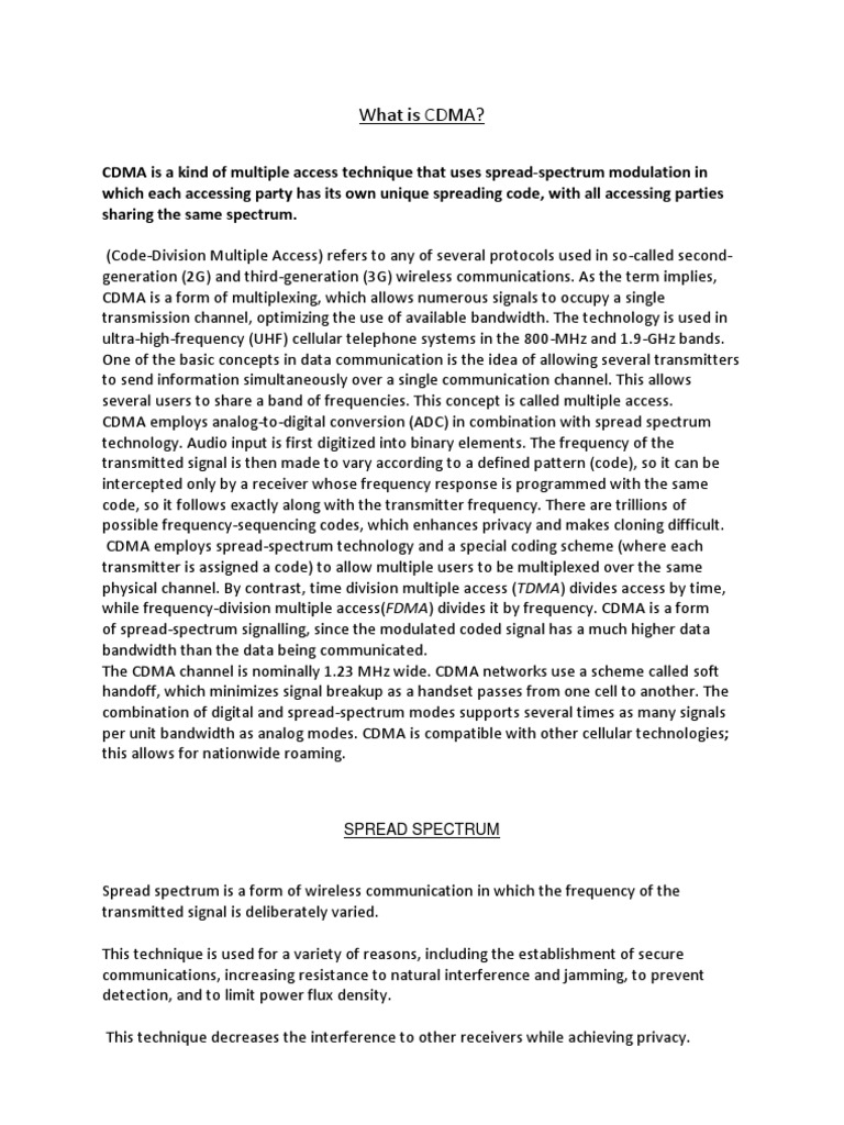 CD Ma | PDF | Code Division Multiple Access | Channel Access Method