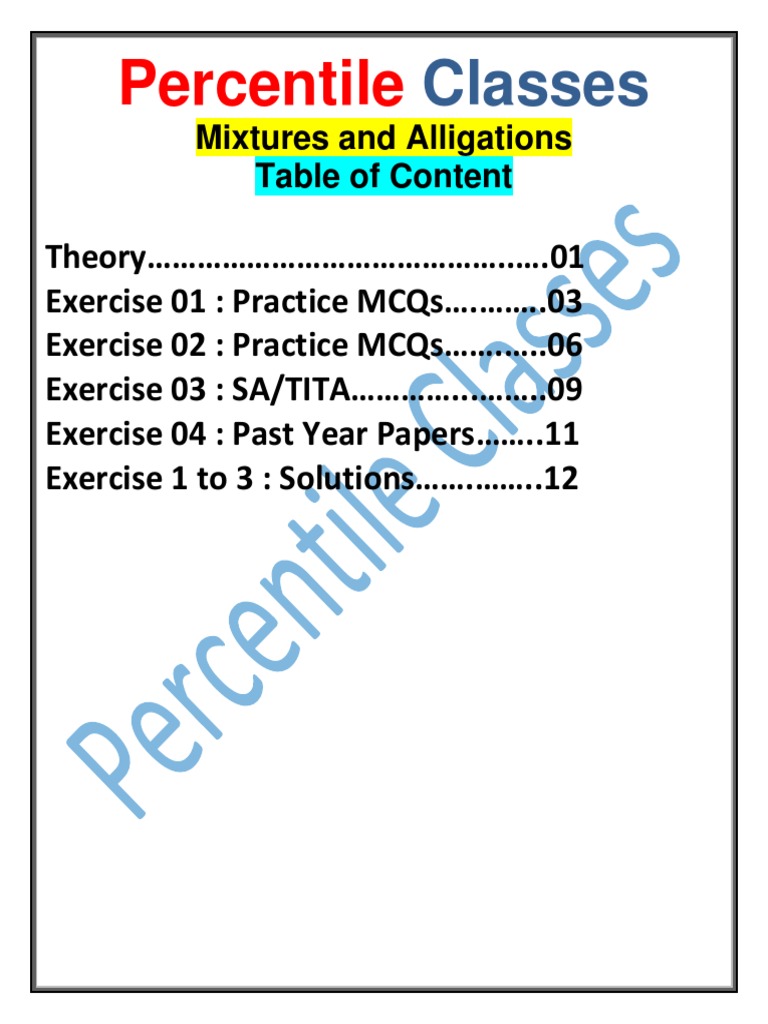 Alligations Mixtures | PDF | Concentration | Mixture