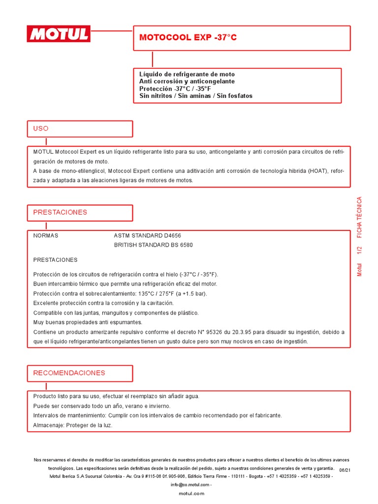MOTOCOOL EXPERT - 37 Es ES Motul 43800 20210615 | PDF | Sector secundario de la economía ...