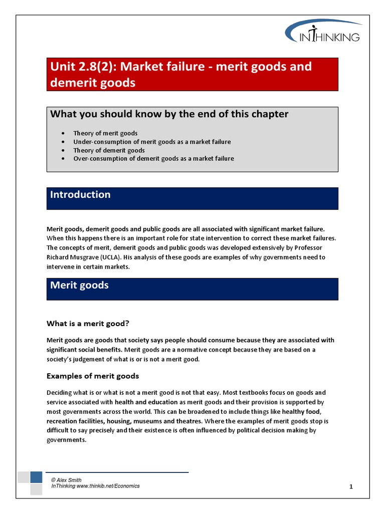 Unit 2.8 (2) Market Failure - Merit Goods and Demerit Goods | PDF ...