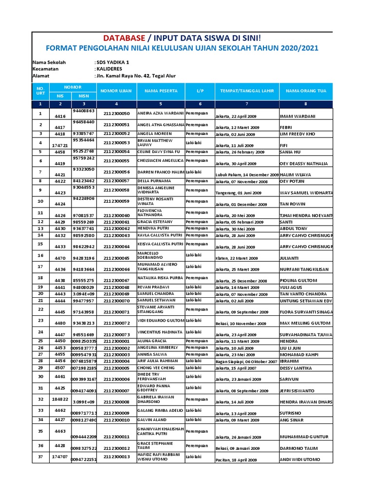 Database: / Input Data Siswa Di Sini! | PDF