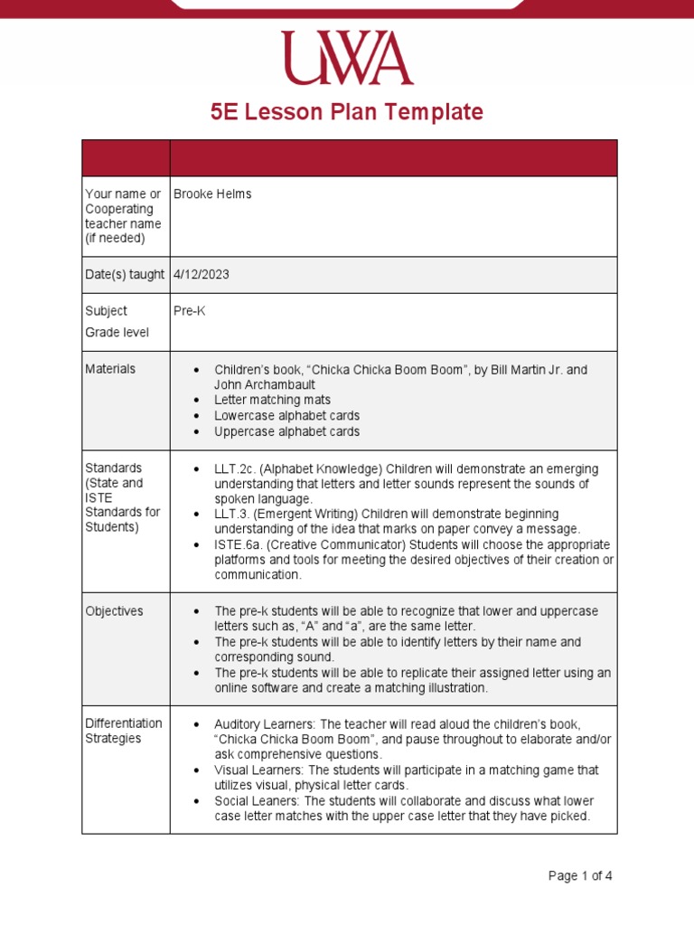 Ed508-5e-Lesson-Plan-Template 5 1 | PDF | Letter Case | Teachers