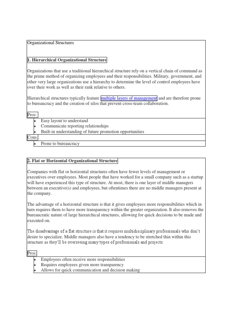 7 Types of Organizational Structures Explained | PDF | Organizational ...