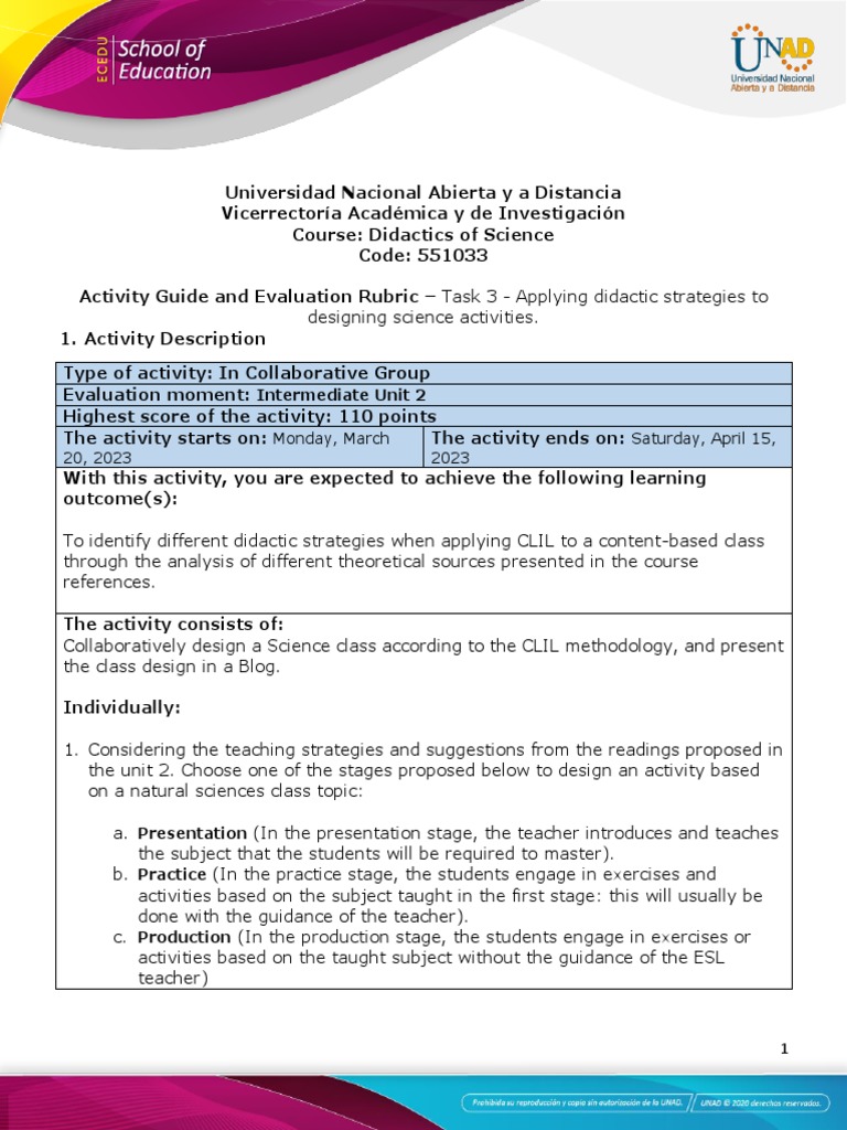 Unit 2 - Task 3 - Applying Didactic Strategies To The Design of Scien ...