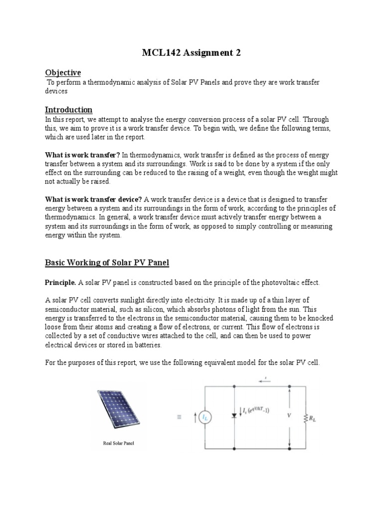MCL142 Assignment | PDF | Photovoltaics | Solar Cell