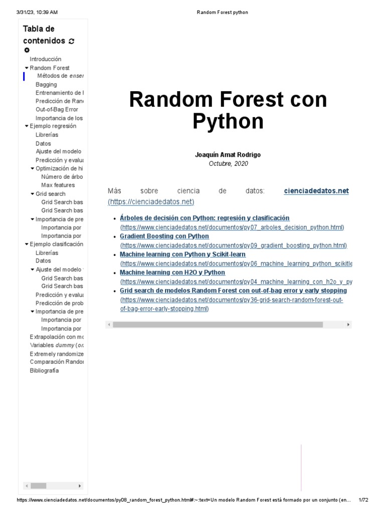 Random Forest Python | Descargar gratis PDF | Validación Cruzada ... Random Forest Python | Descargar gratis PDF | Validación Cruzada ...