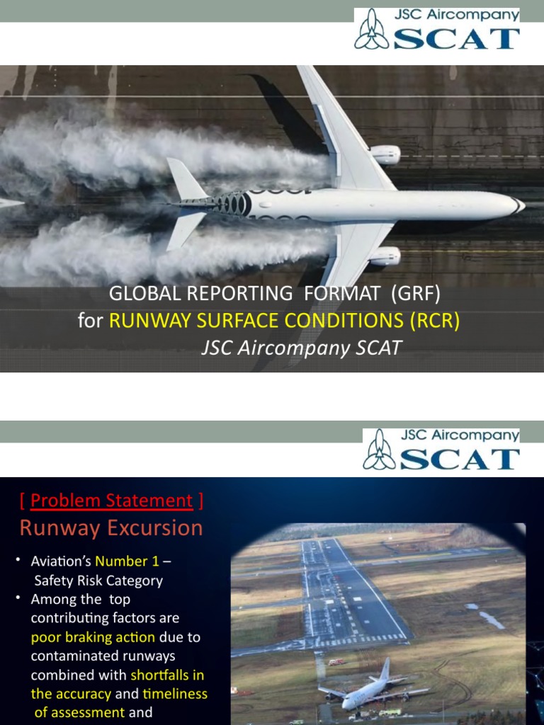Global Reporting Format (GRF) For: Runway Surface Conditions (RCR) | PDF | Runway | Airport