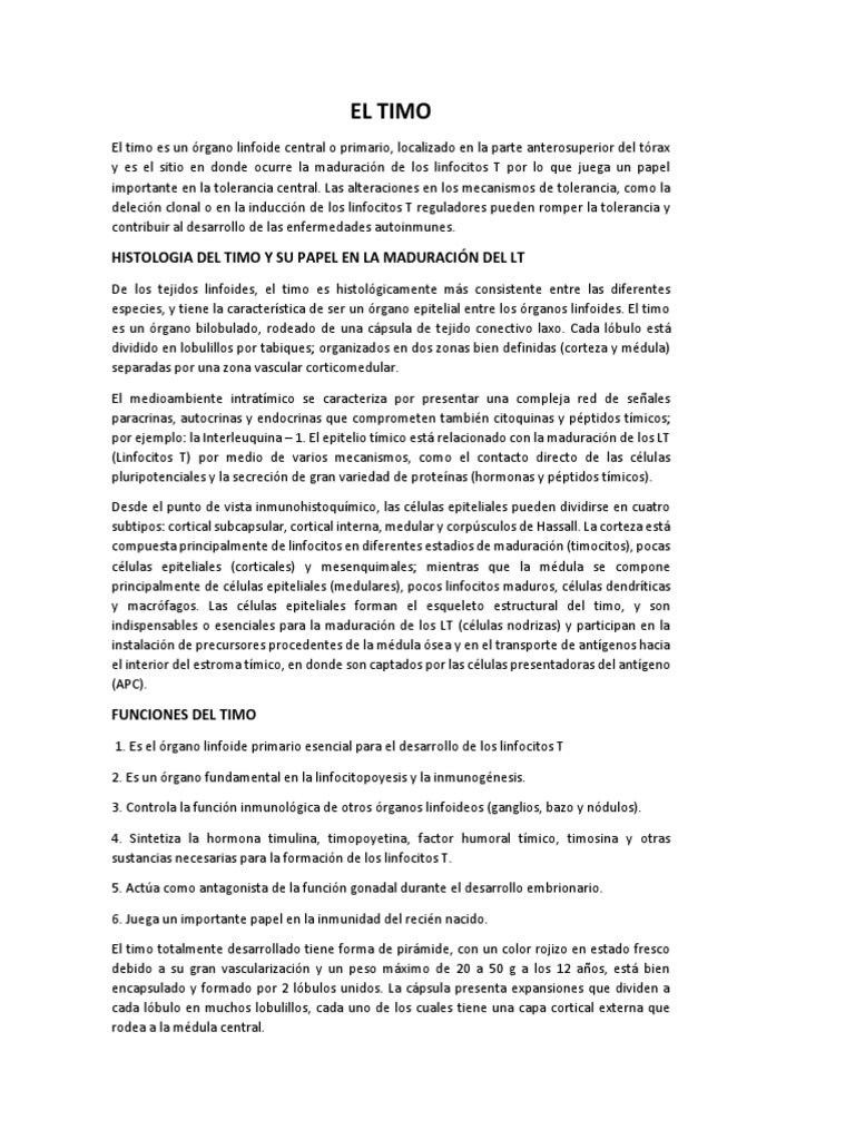 El Timo Pdf Timo Sistema Inmune