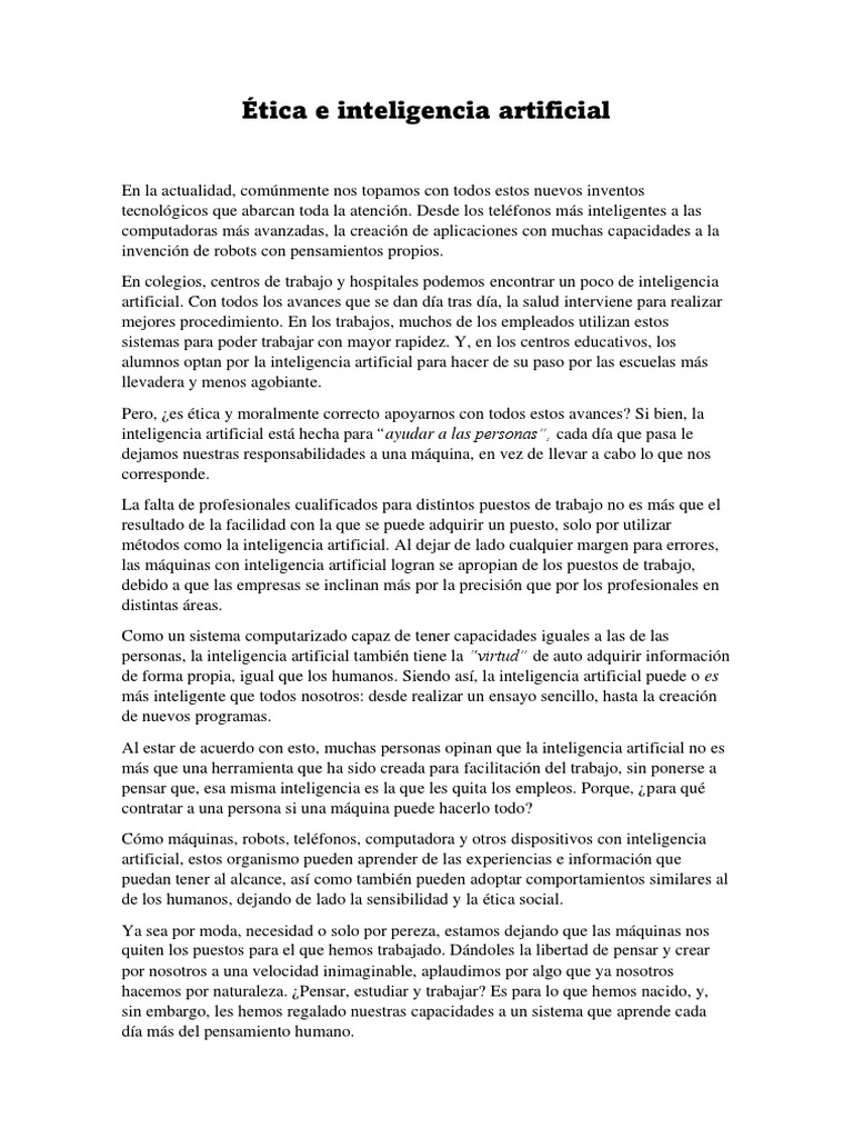 Ética e Inteligencia Artificial | PDF | Inteligencia artificial | Inteligencia (IA) y semántica