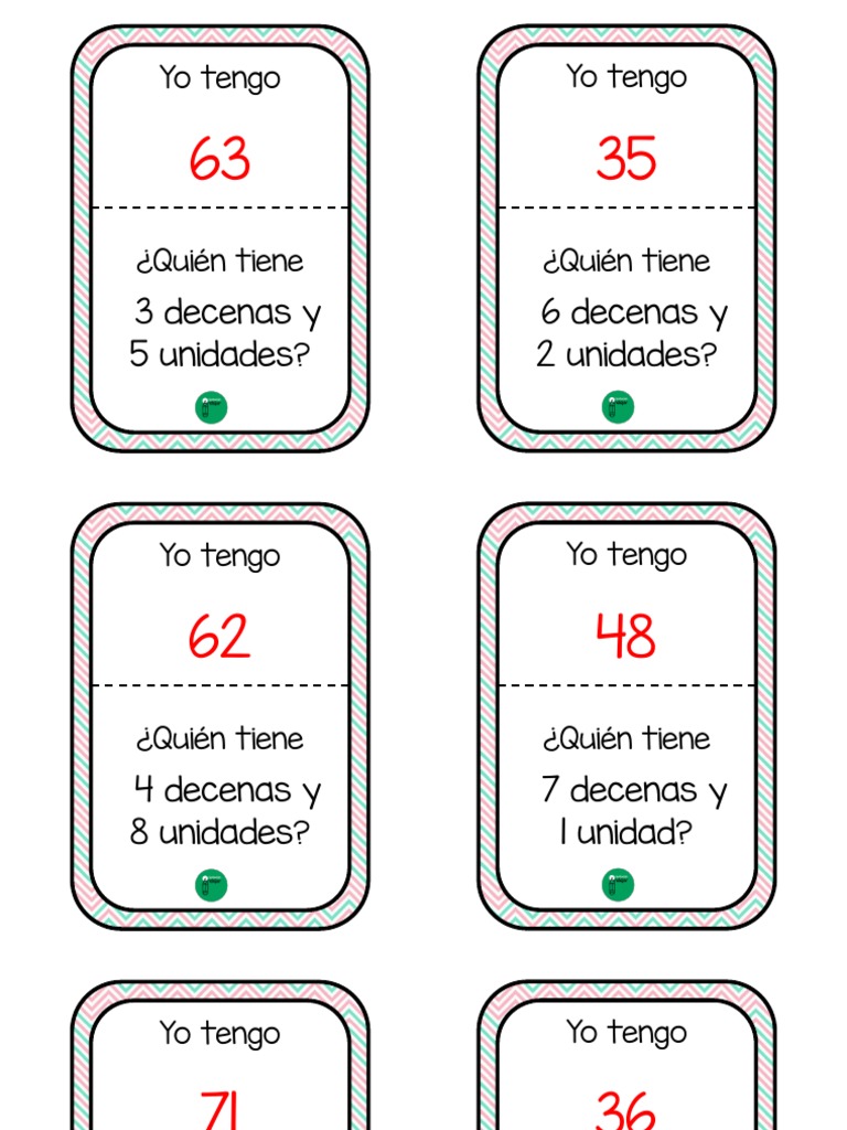Yo Tengo Yo Tengo: 3 Decenas y 5 Unidades 6 Decenas y 2 Unidades | PDF