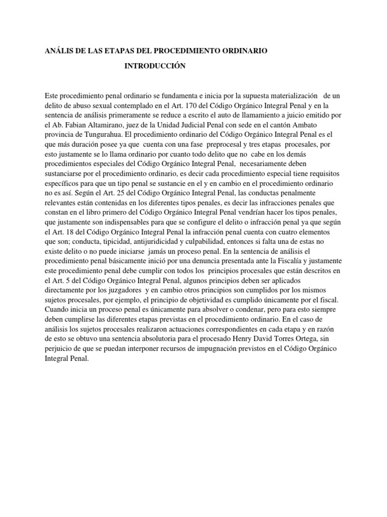 Anális de Las Etapas Del Procedimiento Ordinario | PDF | Procedimiento ...