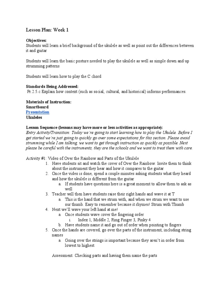 Lesson Plan Ukulele | PDF
