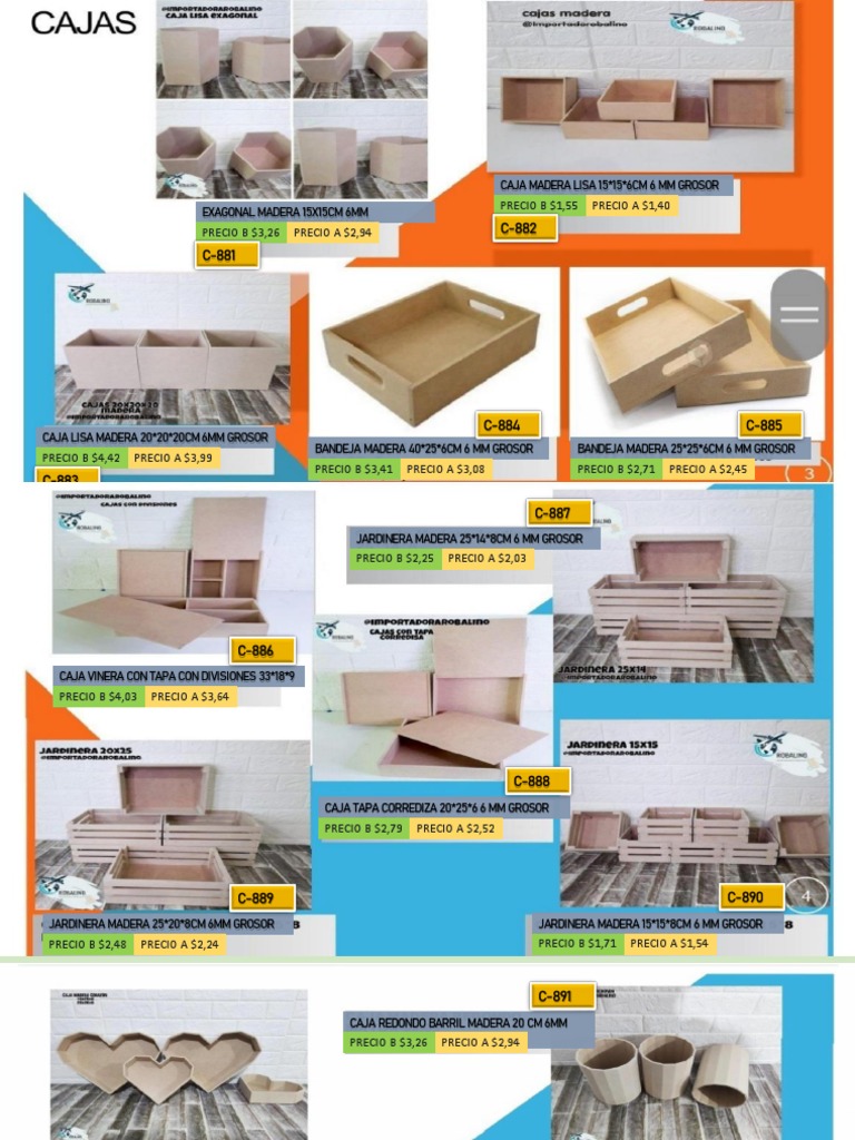Catalogo Cajas Madera Carton | PDF