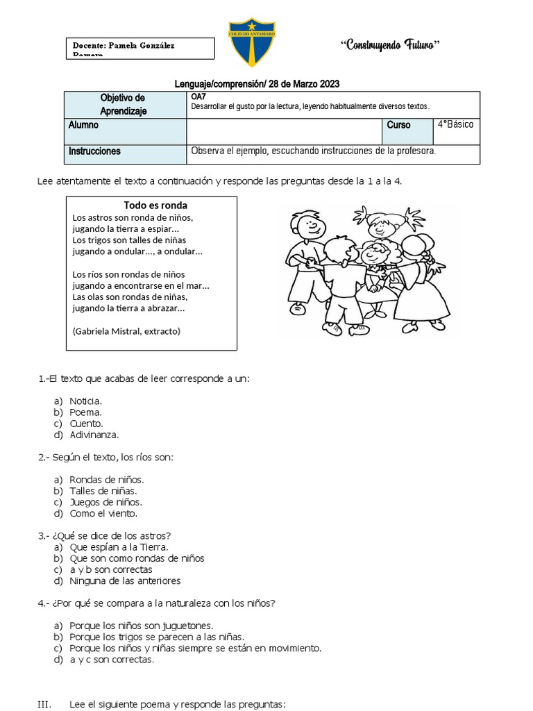 Comprension Lectora 4to Pdf