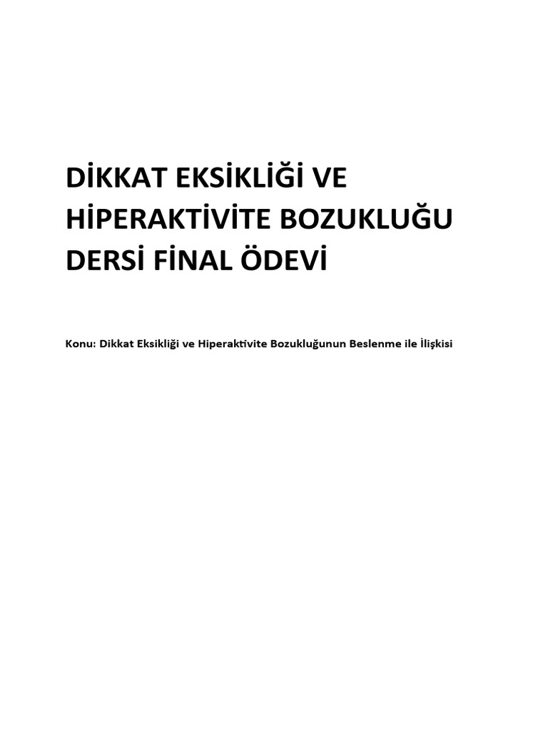 Dehb Ve Beslenme | PDF