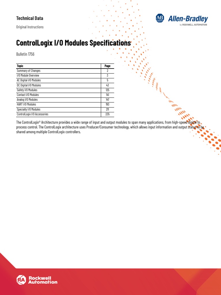 Controllogix I/O Modules Specifications: Technical Data | PDF ...