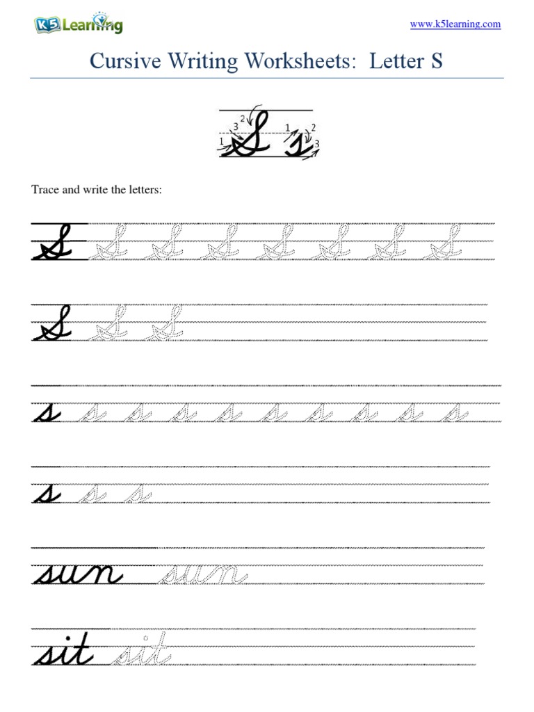 Cursive Writing Practice: Letter S | PDF