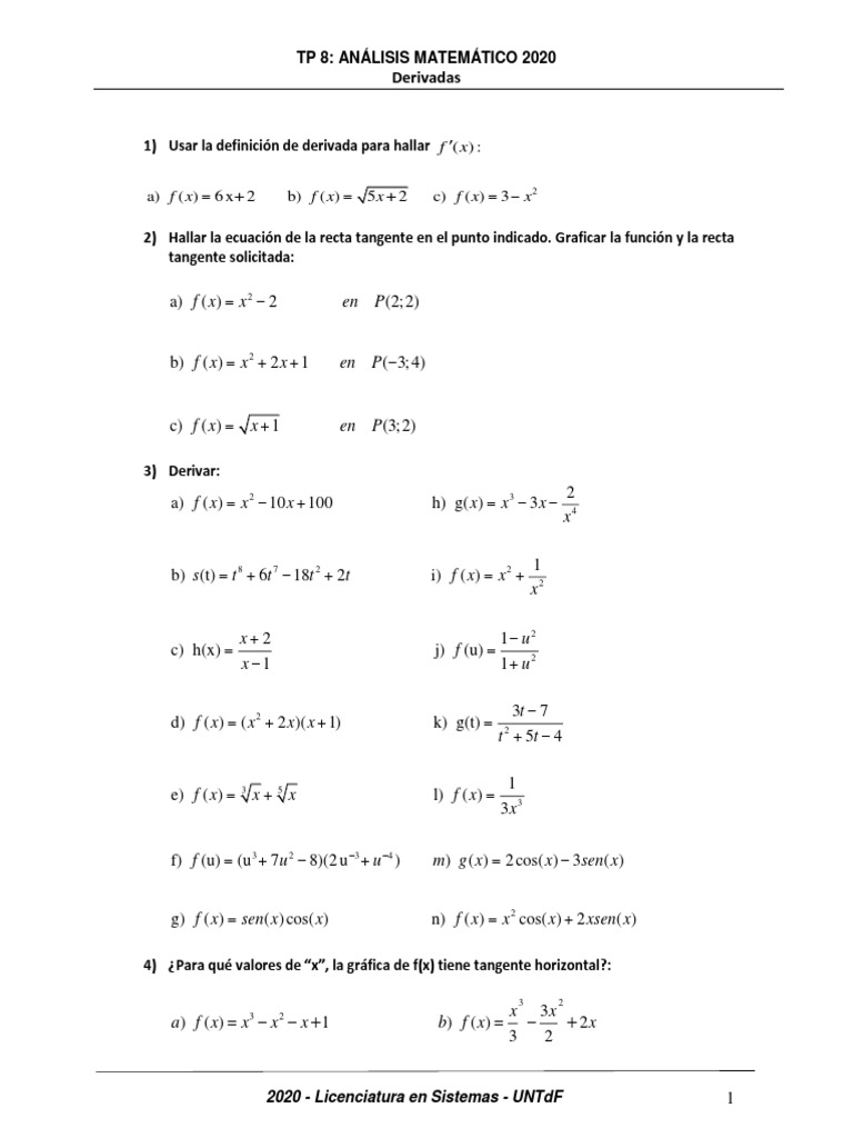 TP 8 Derivadas | PDF | Tangente | Triángulo