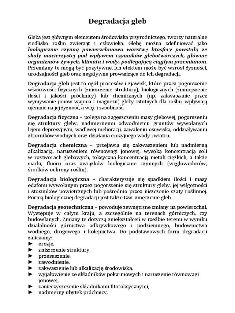 Degradacja Gleb - K. Domagala | PDF