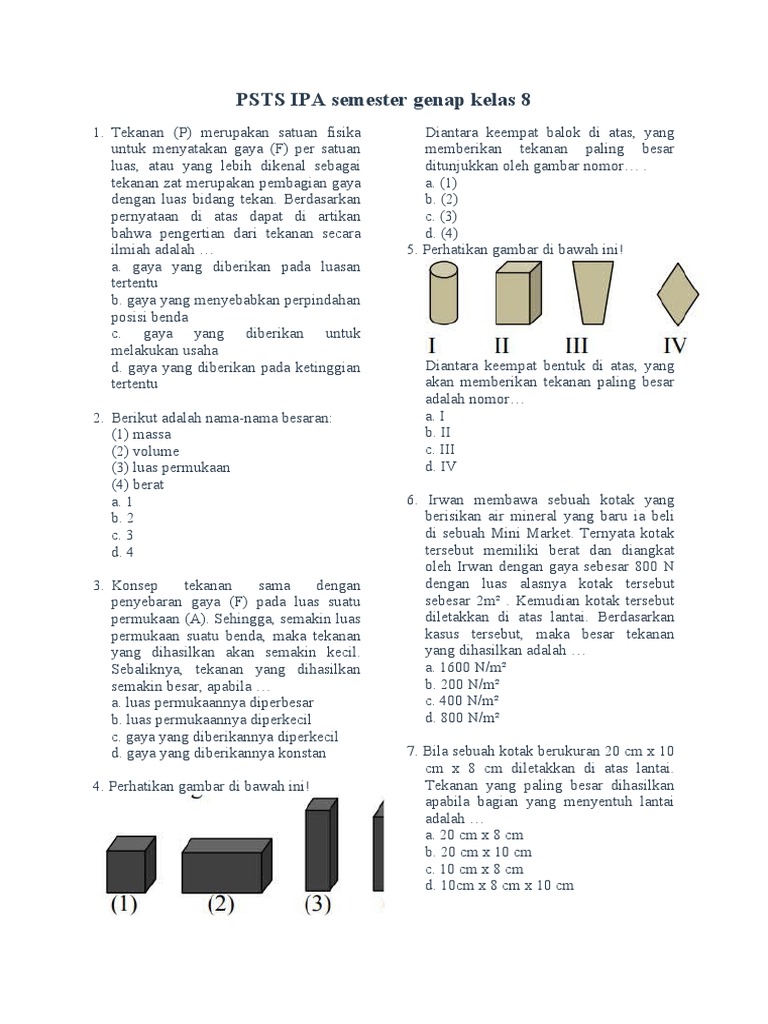 PSTS IPA Semester Genap Kelas 8 | PDF