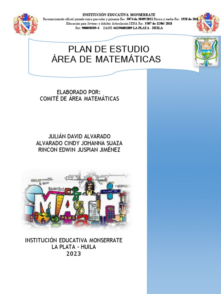 Plan de Area Matematicas Primaria 2023. | PDF | Evaluación | Aprendizaje